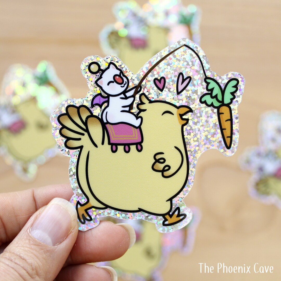 FF6 Chocomog - 3" Glitter Vinyl Sticker - Cute Final Fantasy Waterproof ...