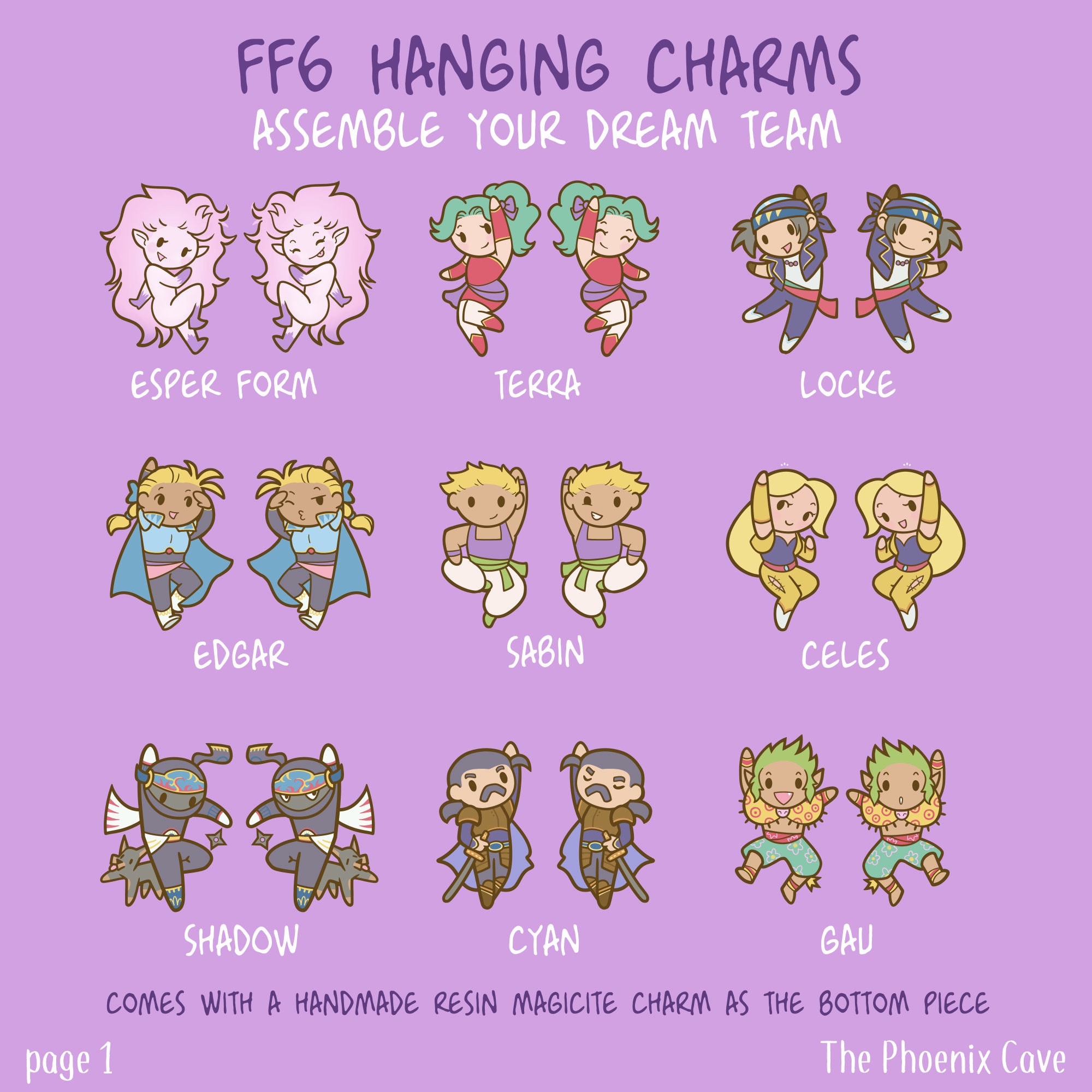FF6 Relm Shadow Linked Charms Final Fantasy 6 Acrylic - Etsy UK