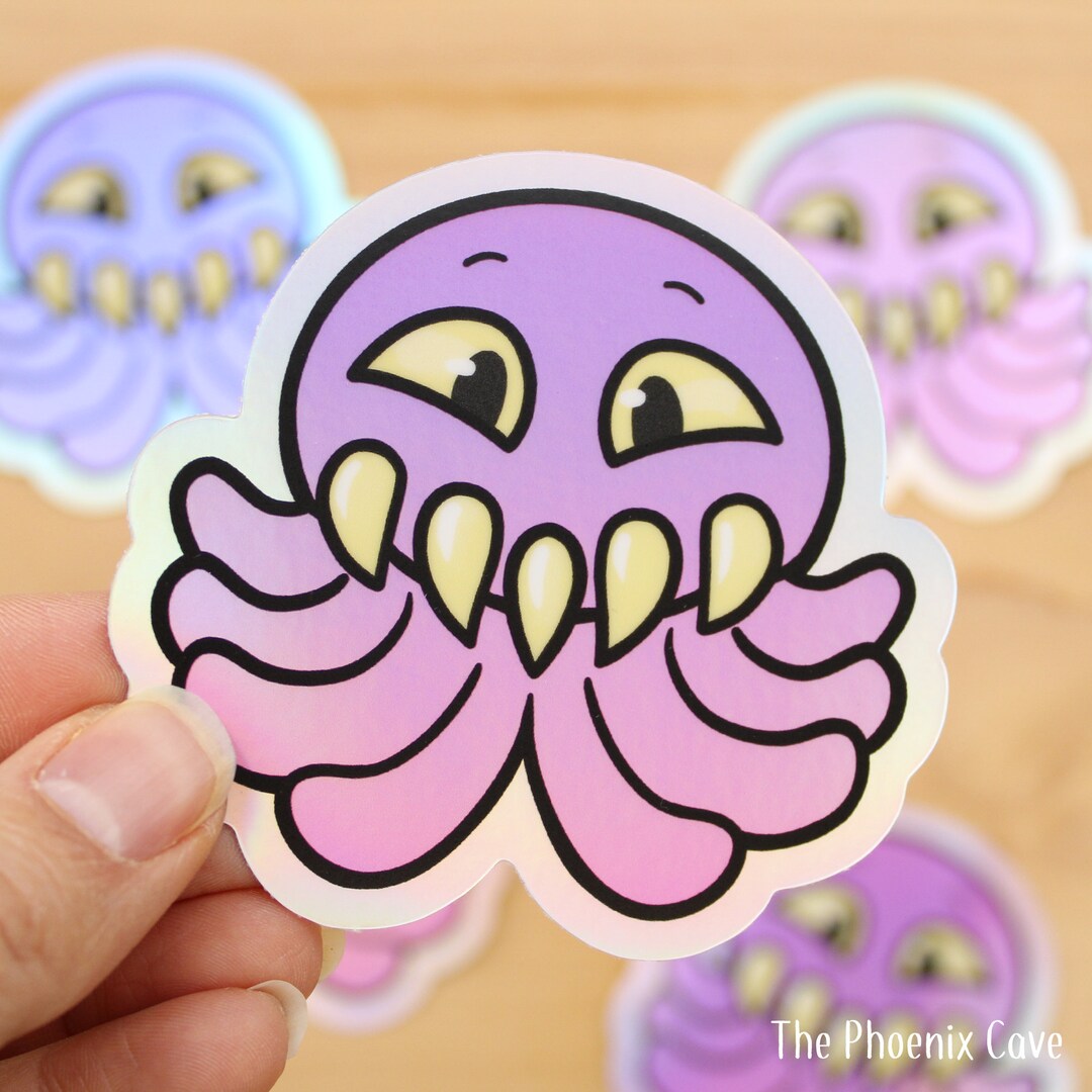 FF6 Ultros - 3" Holographic Vinyl Stickers - Chibi Face - 3" Tall Final ...