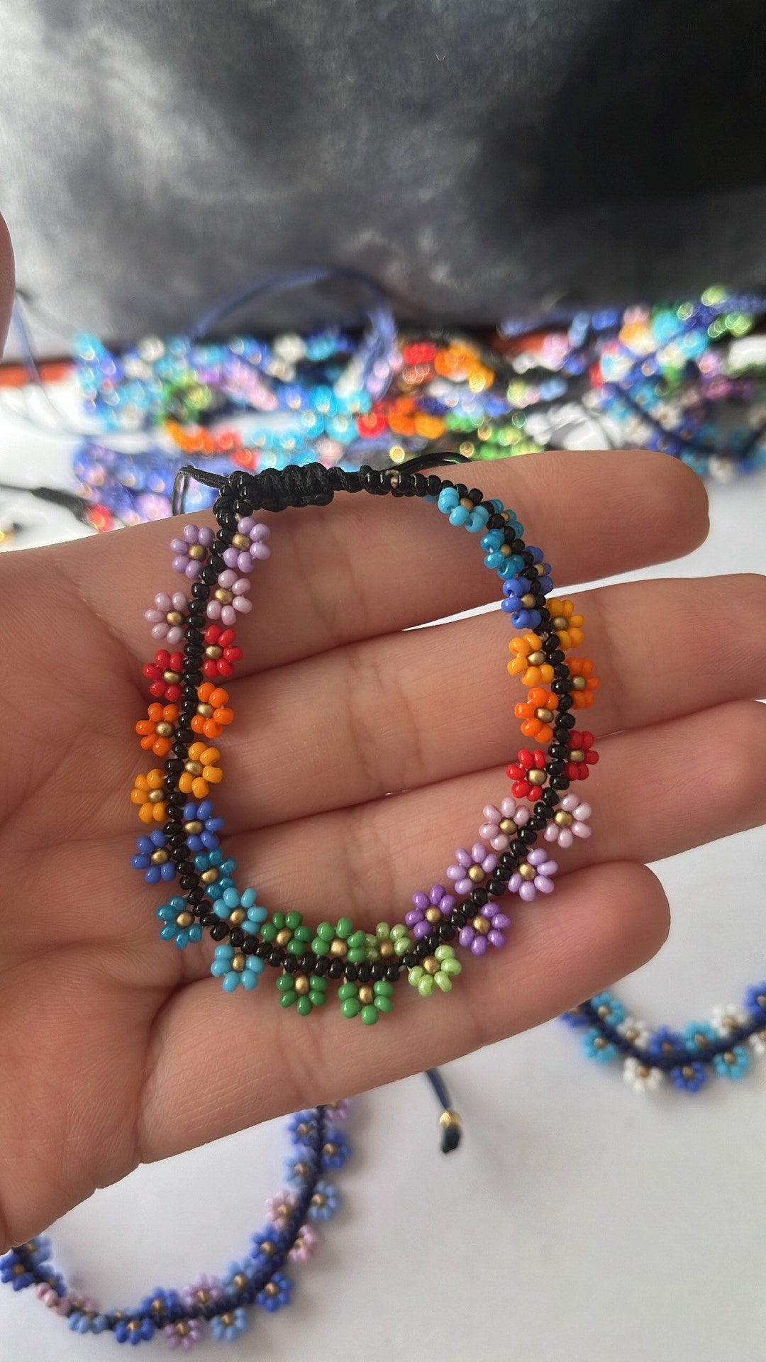 Baked Sand Beaded Daisy Cute Bracelets - Etsy