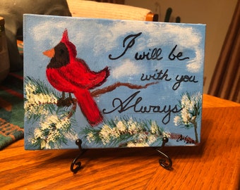 Elephants Crows and a Cardinal Painting Framed Original - Etsy