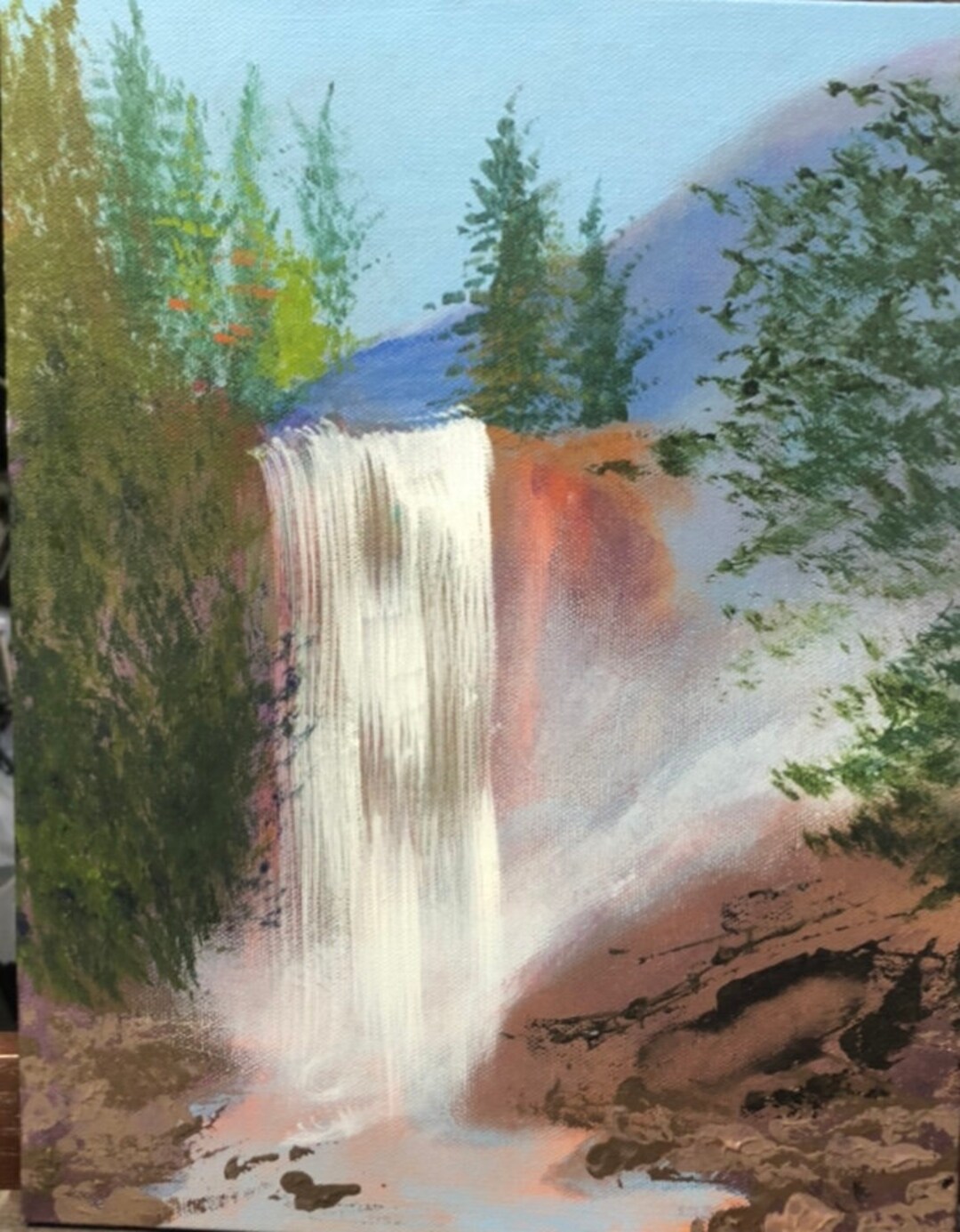 Waterfall Acrylic Painting - Etsy