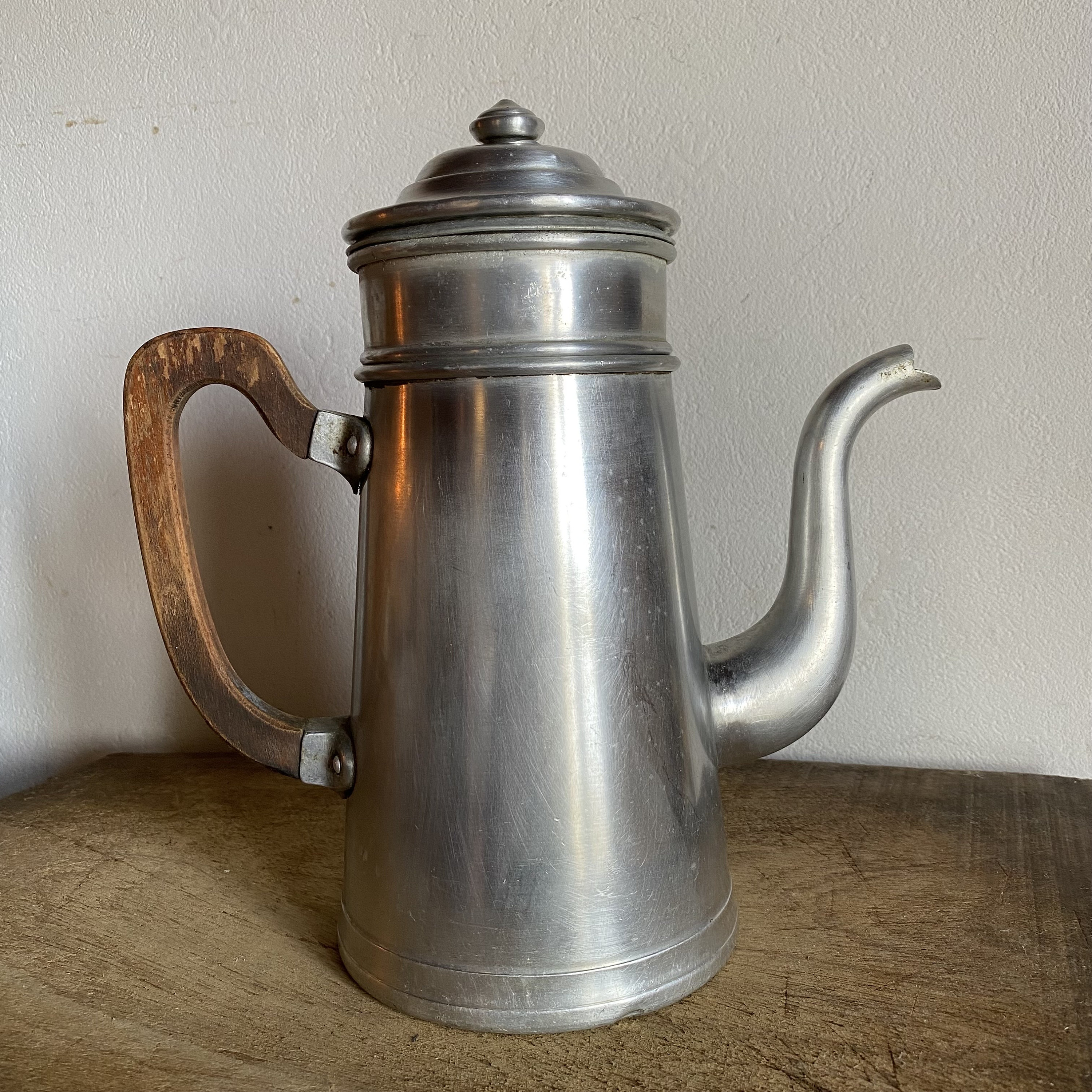 French Vintage Tournus Aluminum Coffee Maker With Wooden Handle and ...