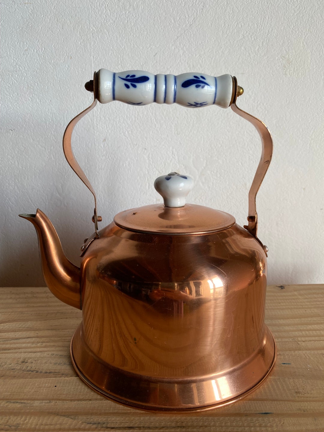 French Copper Brass Snake Sprout Kettle , French Vintage Water Kettle ...