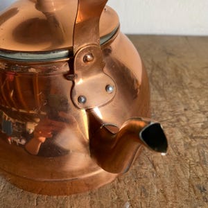 Copper Tin Snake Sprout Kettle With Delft Handle , French Vintage Water ...