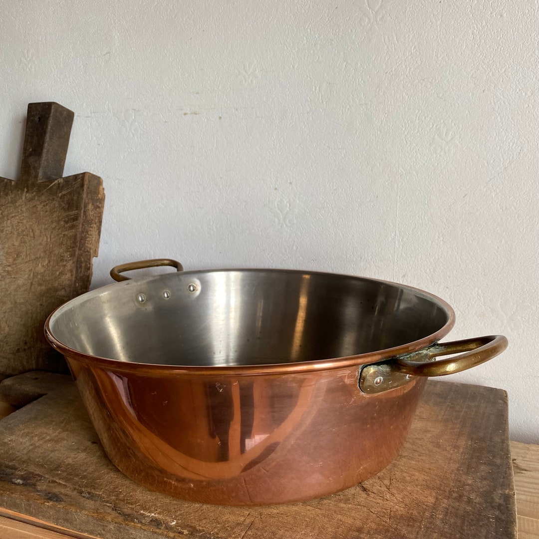 Vintage Copper Jam Basin / Jam Bowl , Tin Lined, Wash Bowl, Laundry and ...