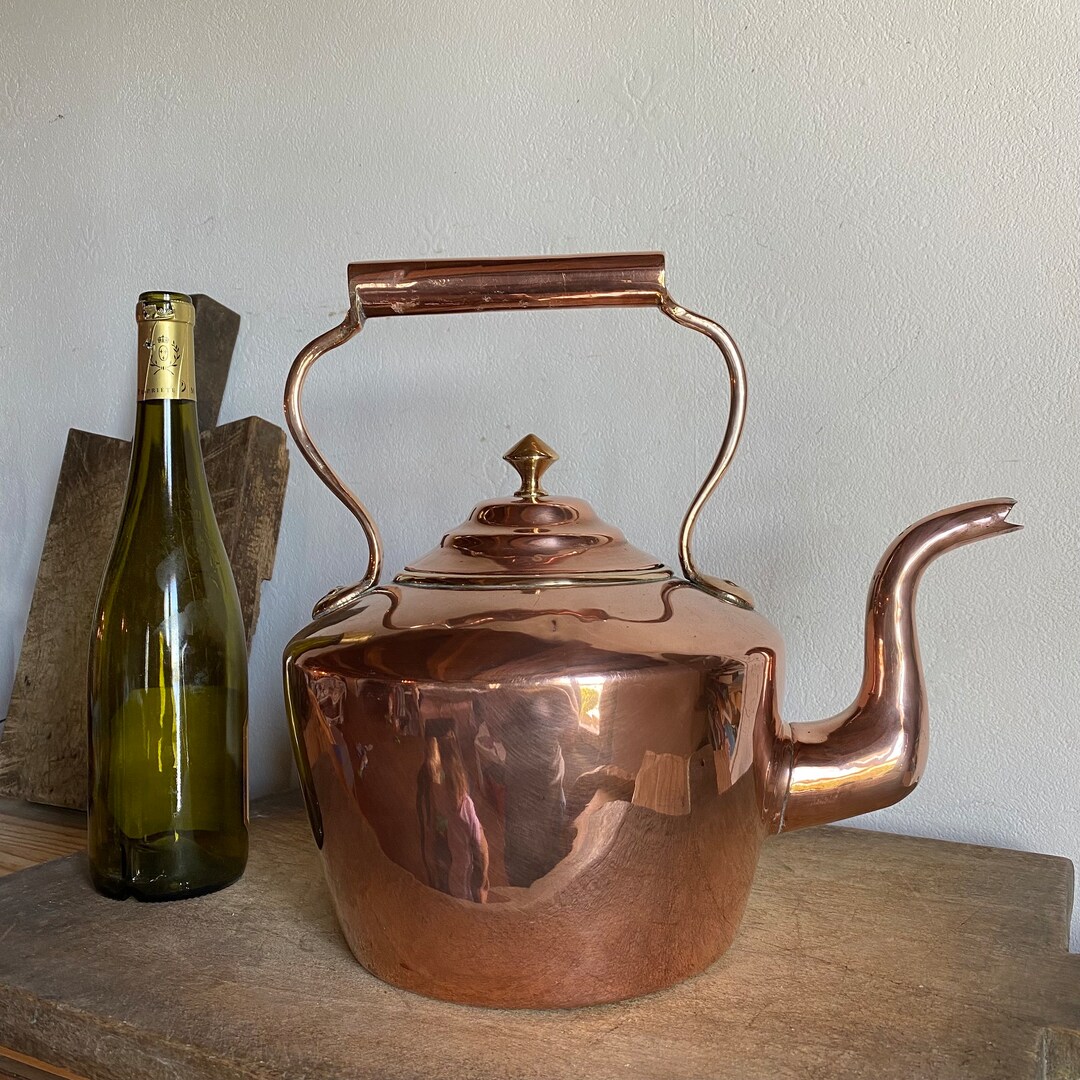 Very Big 5 Liter Copper Brass Snake Sprout Kettle, Tin Lined , French ...