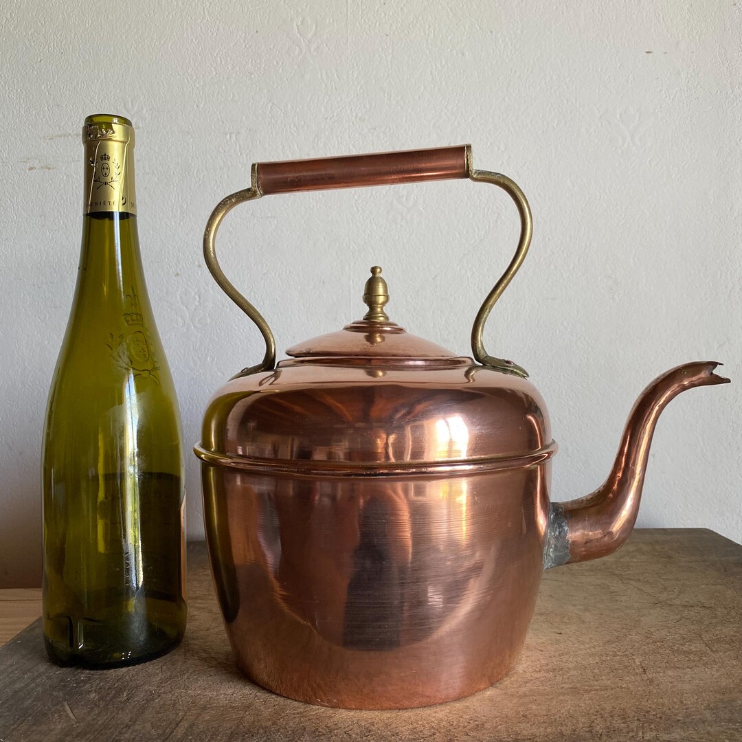 Very Big 5 Liter Copper Brass Snake Sprout Kettle, Tin Lined , Vintage ...