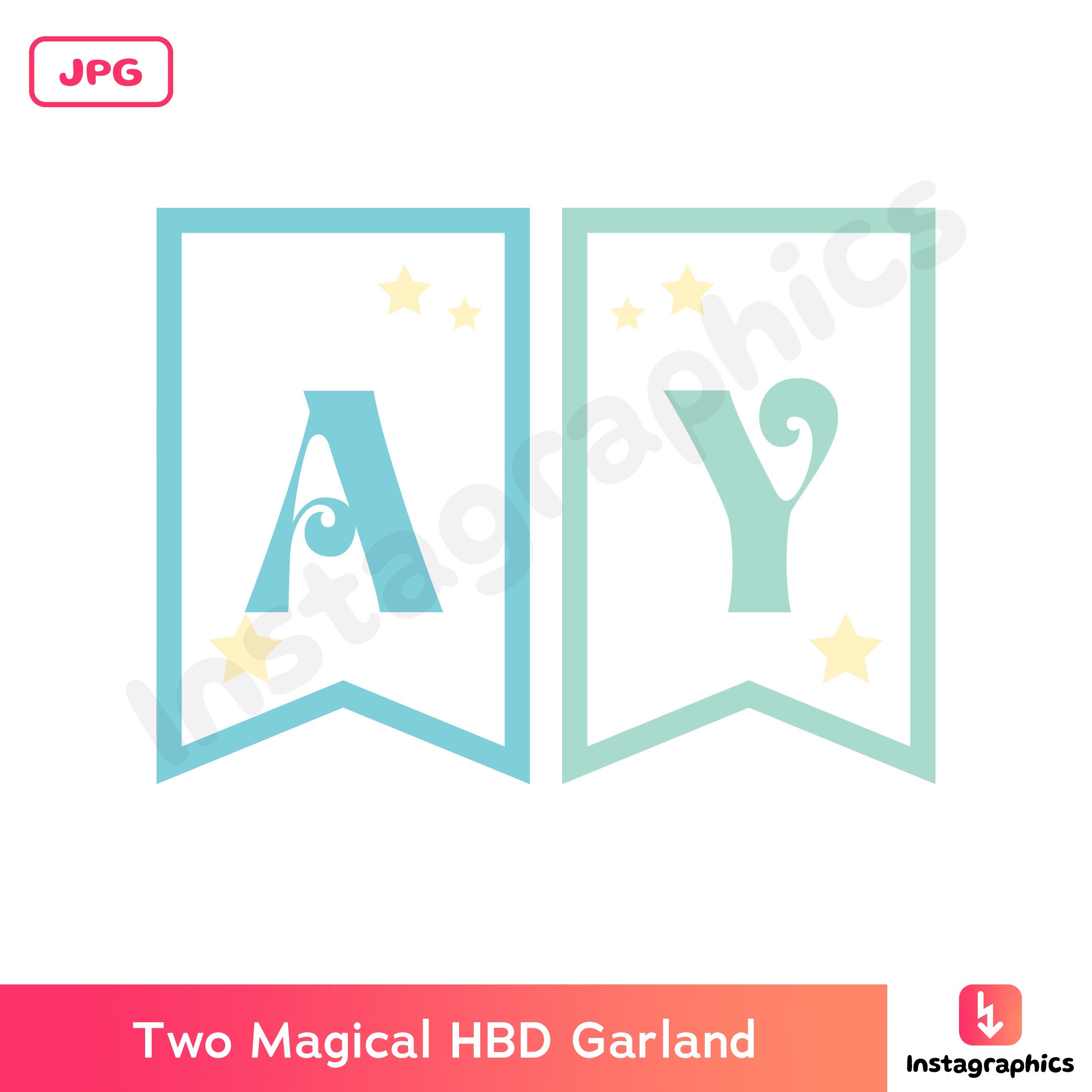 Two Magical HBD Garland Birthday Banner Unicorn Birthday Diy Magical ...