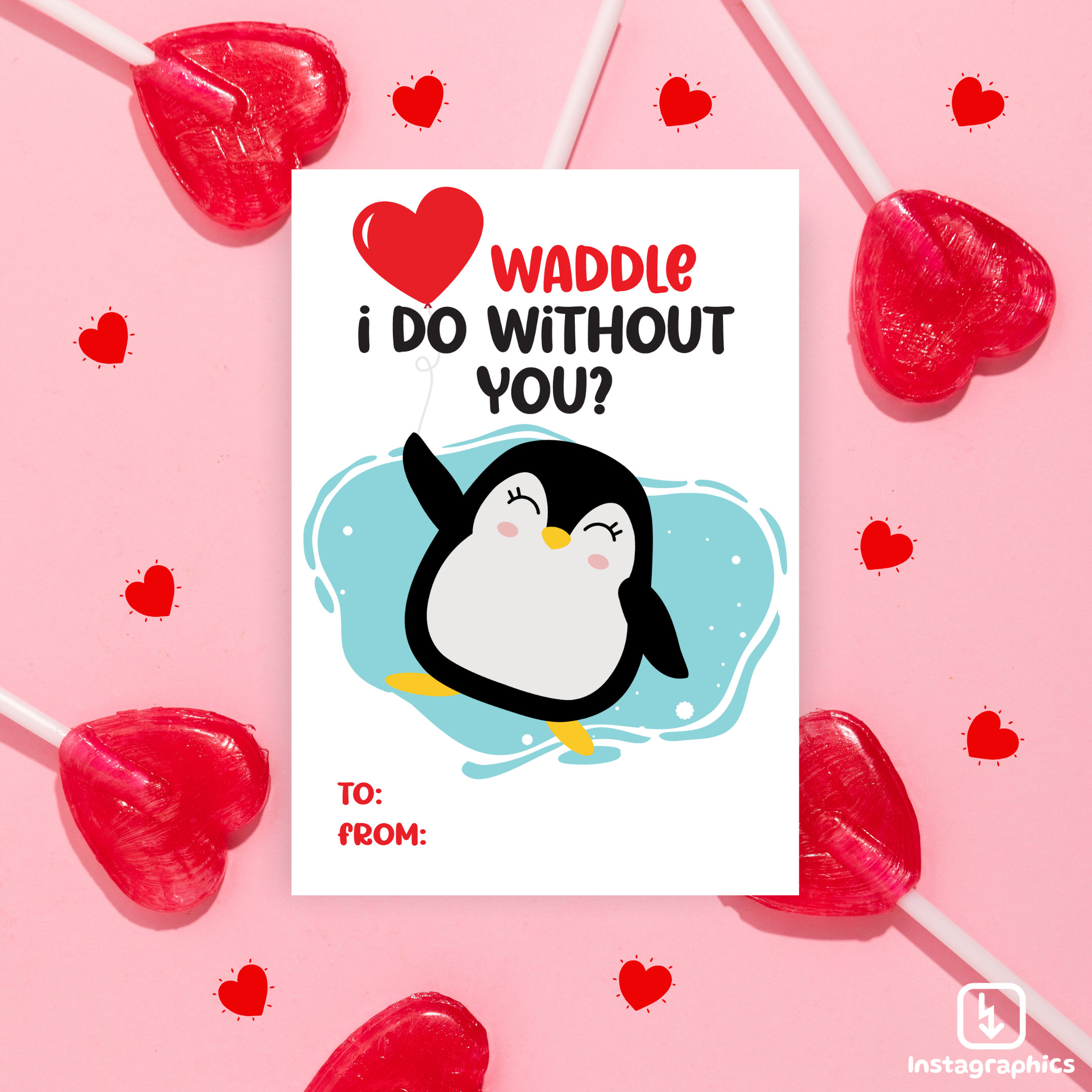 PRINTABLE Cute Penguin Valentine's Day Cards Classroom Valentine's Day ...