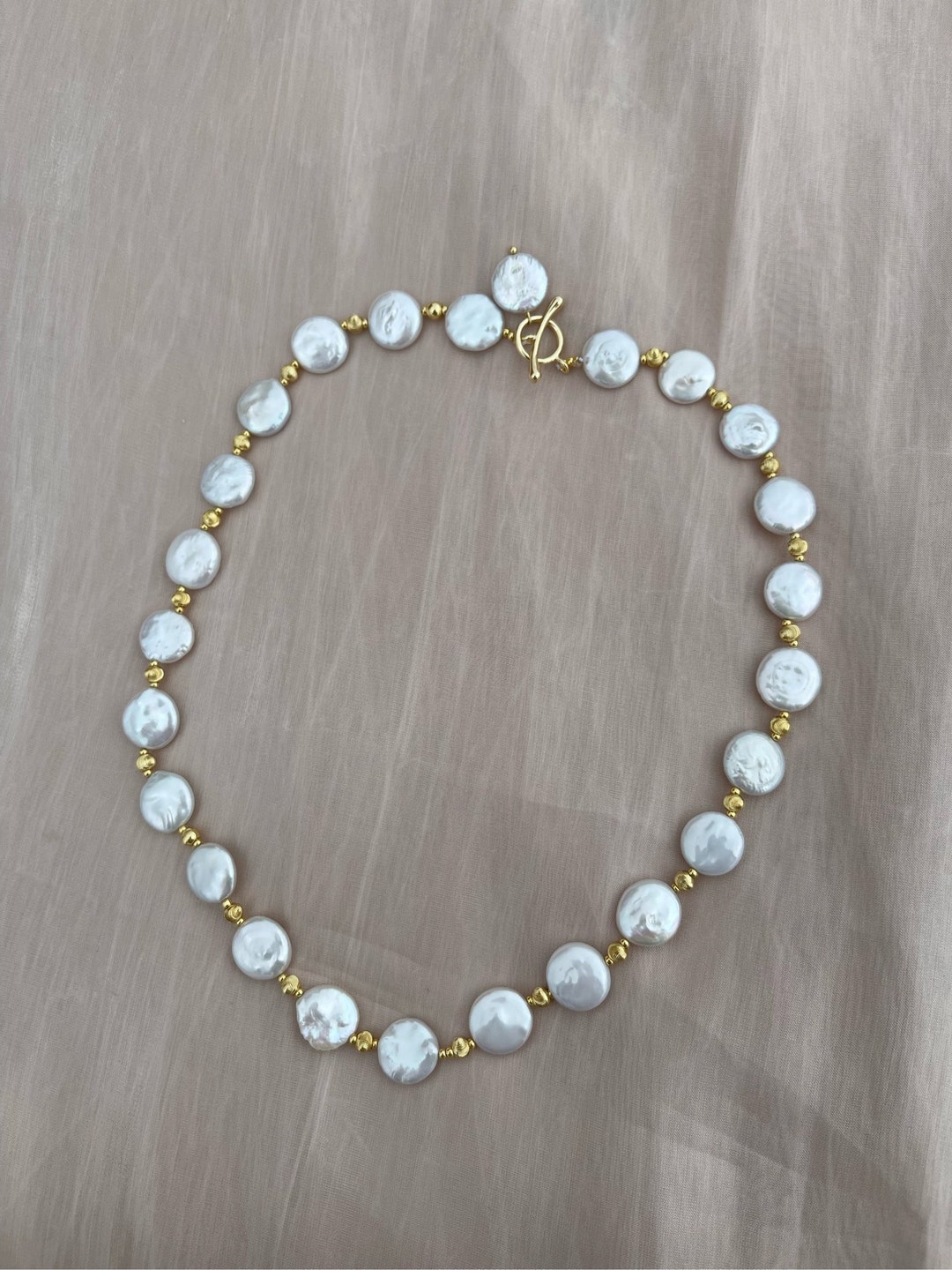 Freshwater Pearl Necklace / Button Shape Freshwater Pearl - Etsy