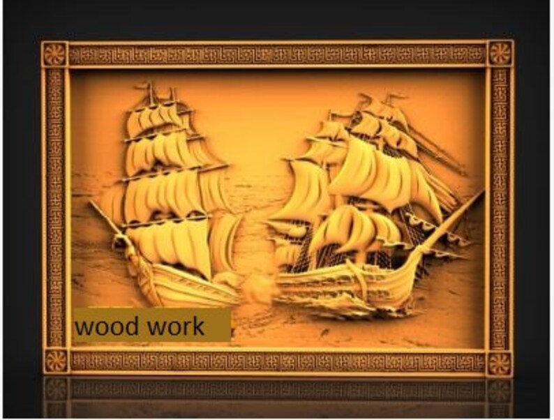 3D Ship Relief: CNC Router File, Woodworking Art (STL) - Etsy