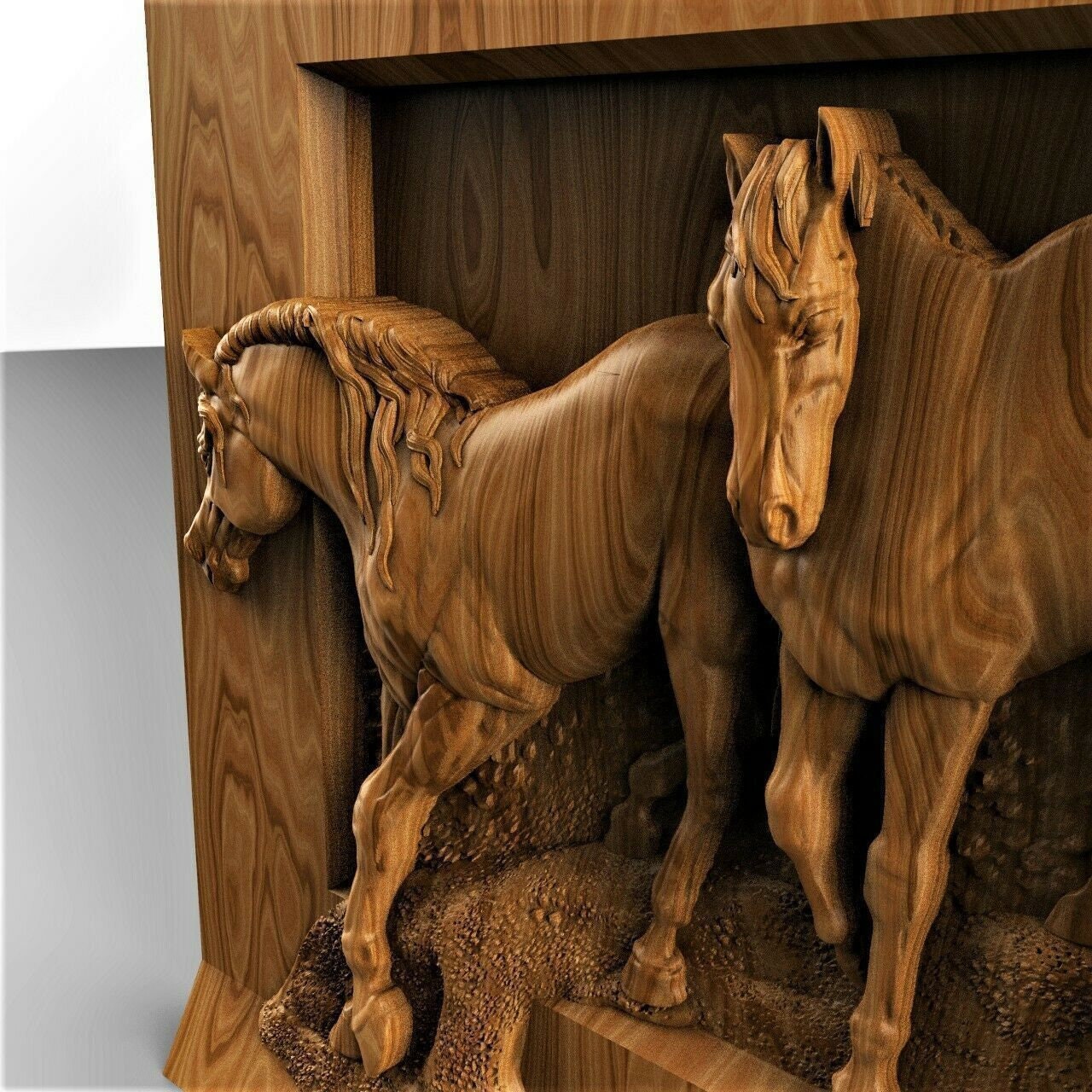 Running Horse STL | CNC Wood Carving Model | 3D Relief Wall Art ...