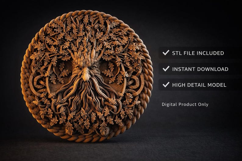 Tree of Life STL, 3D Wood Relief Model, CNC Router File, Artcam Design ...
