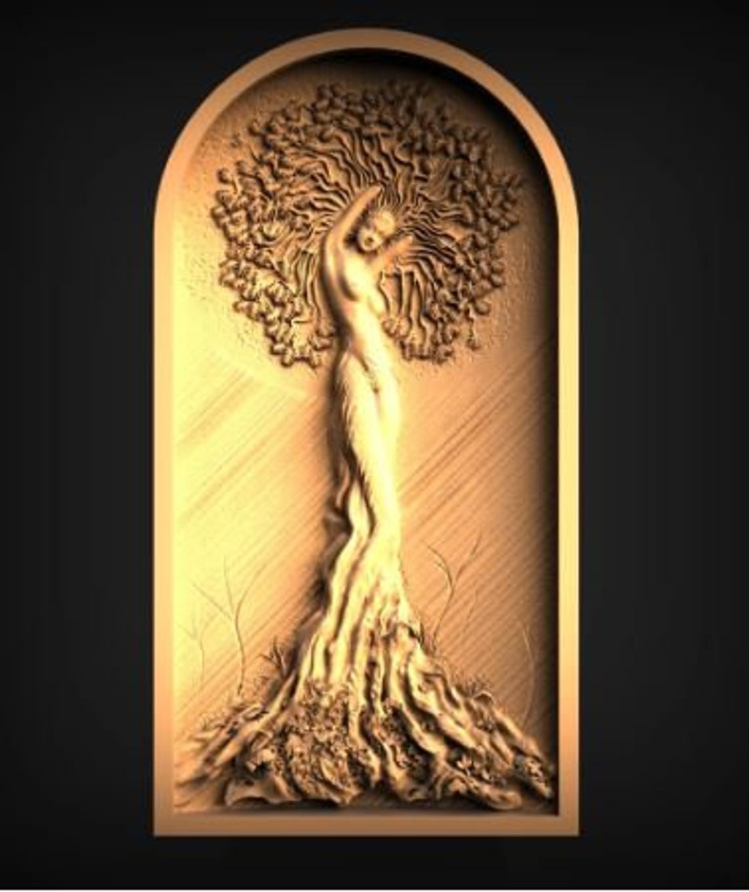3D Woman Tree Relief STL Model: CNC Router File, Wood Carving Artcam - Etsy