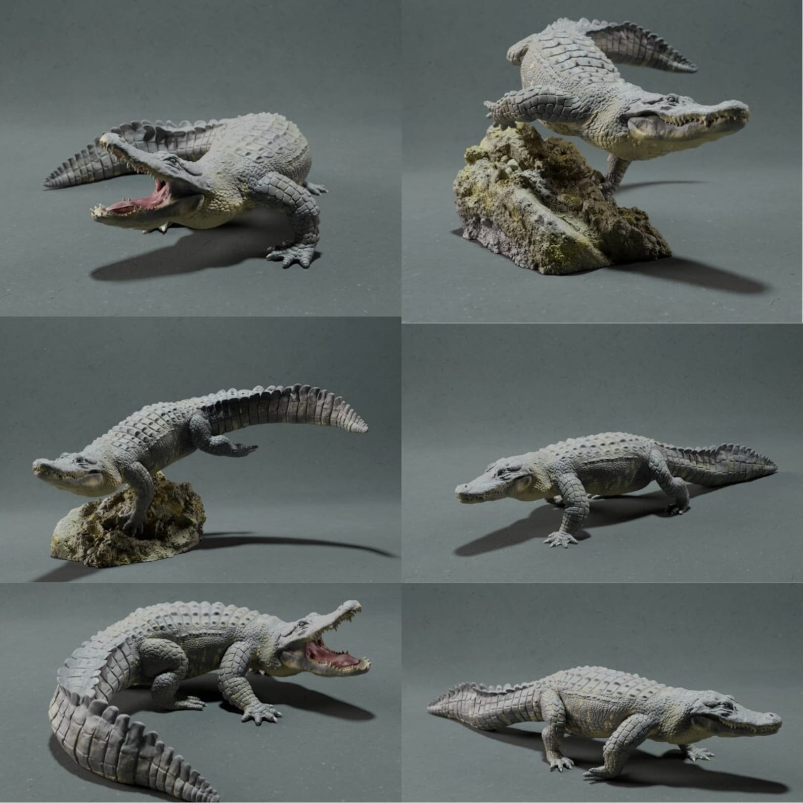 Crocodile STL Model Set for 3D Print, Realistic Reptile Sculpture ...
