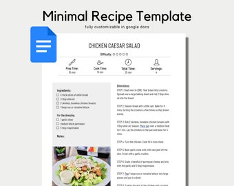 Recipe Template | Cookbook Template | Recipe Google Docs | Recipe Book ...