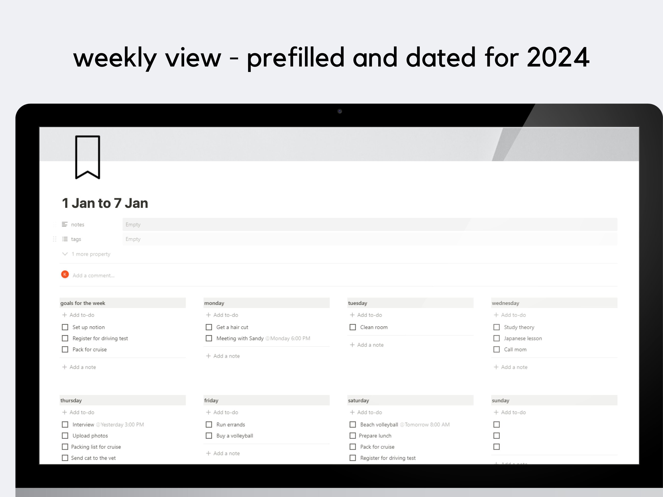 2024 Notion Template Notion Dashboard 2024 Digital Planner Notion ...
