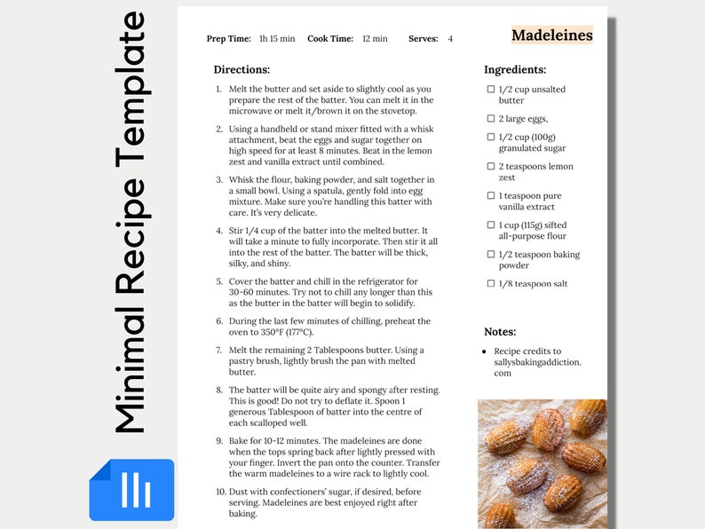 Recipe Template | Cookbook Template | Recipe Google Docs | Recipe Book ...