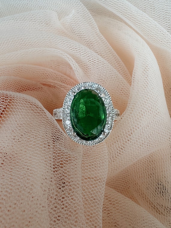 silver faux emerald cocktail - Gem