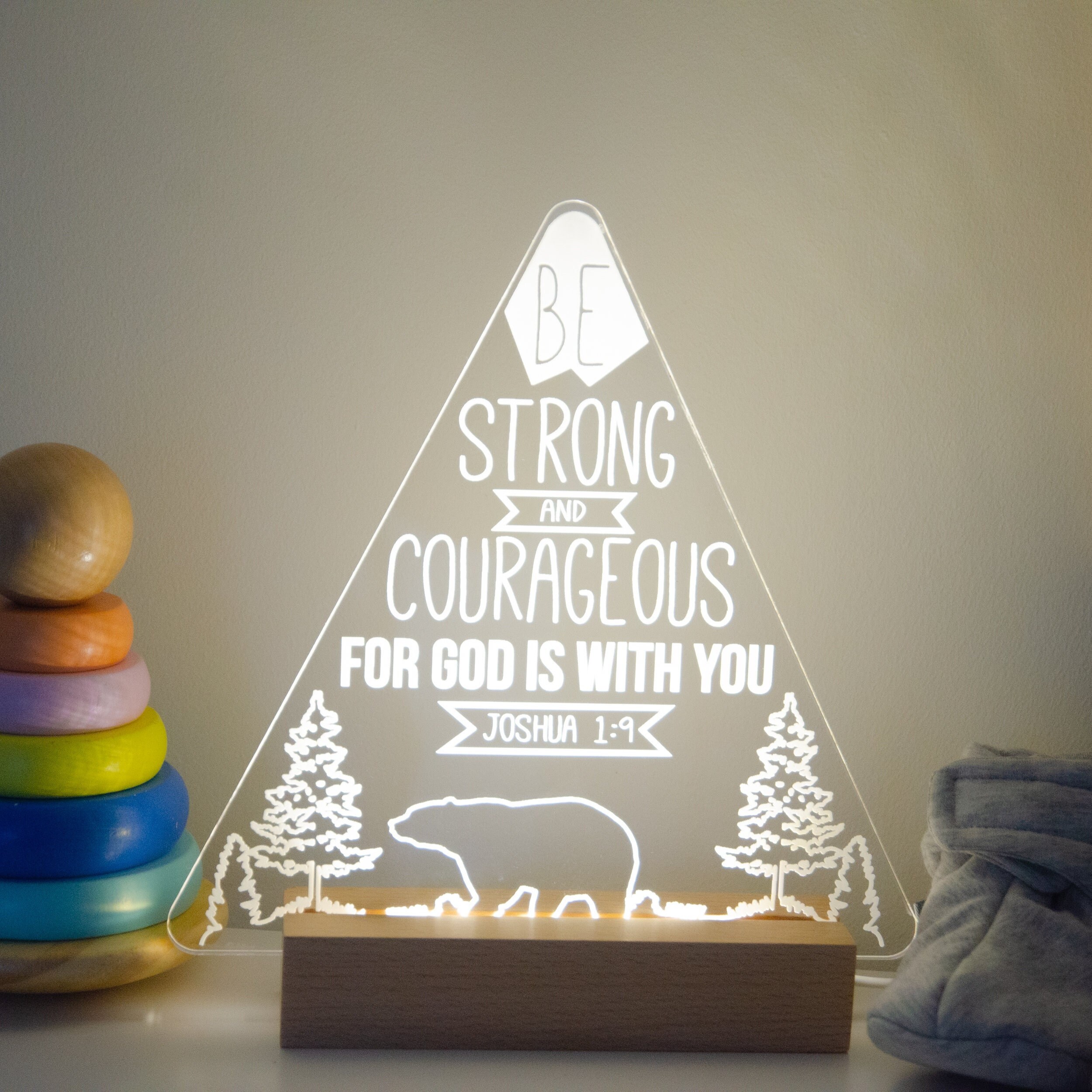 Be Strong and Courageous Mountain Night Light Children's - Etsy