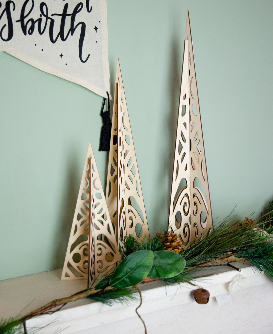 Large Set of 3 Wooden Table Trees Christmas Table Decoration - Etsy