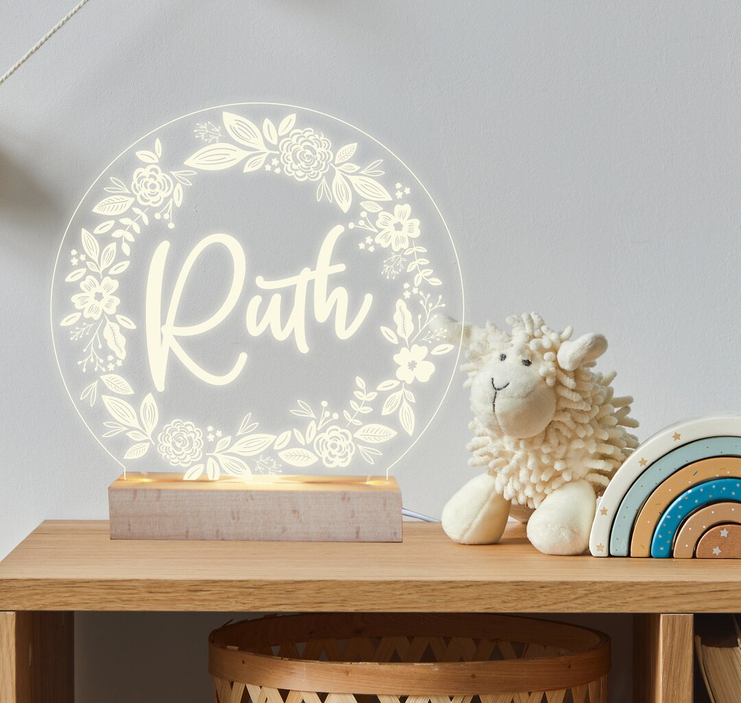 Floral Personalised Night Light Design, Freestanding Childrens Room ...