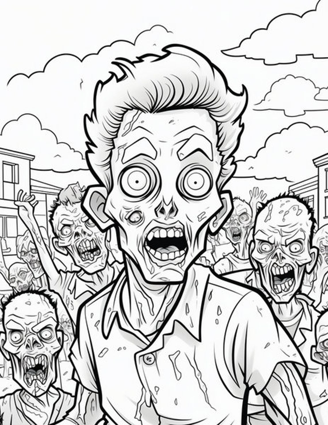 40 Zombies Coloring / Colouring Book Pages Teens and Adults Canva and ...