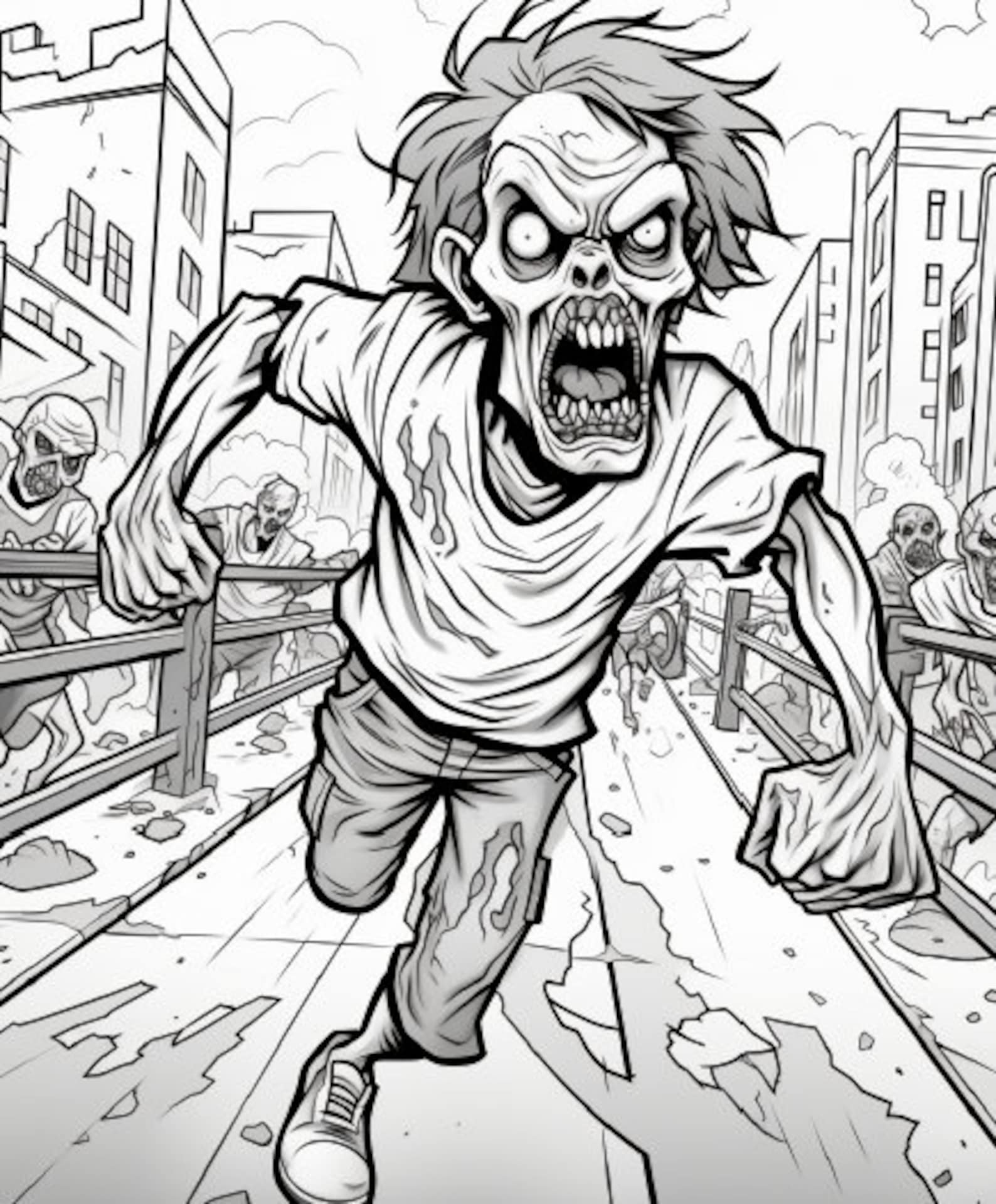 40 Zombies Coloring / Colouring Book Pages Teens and Adults Canva and ...