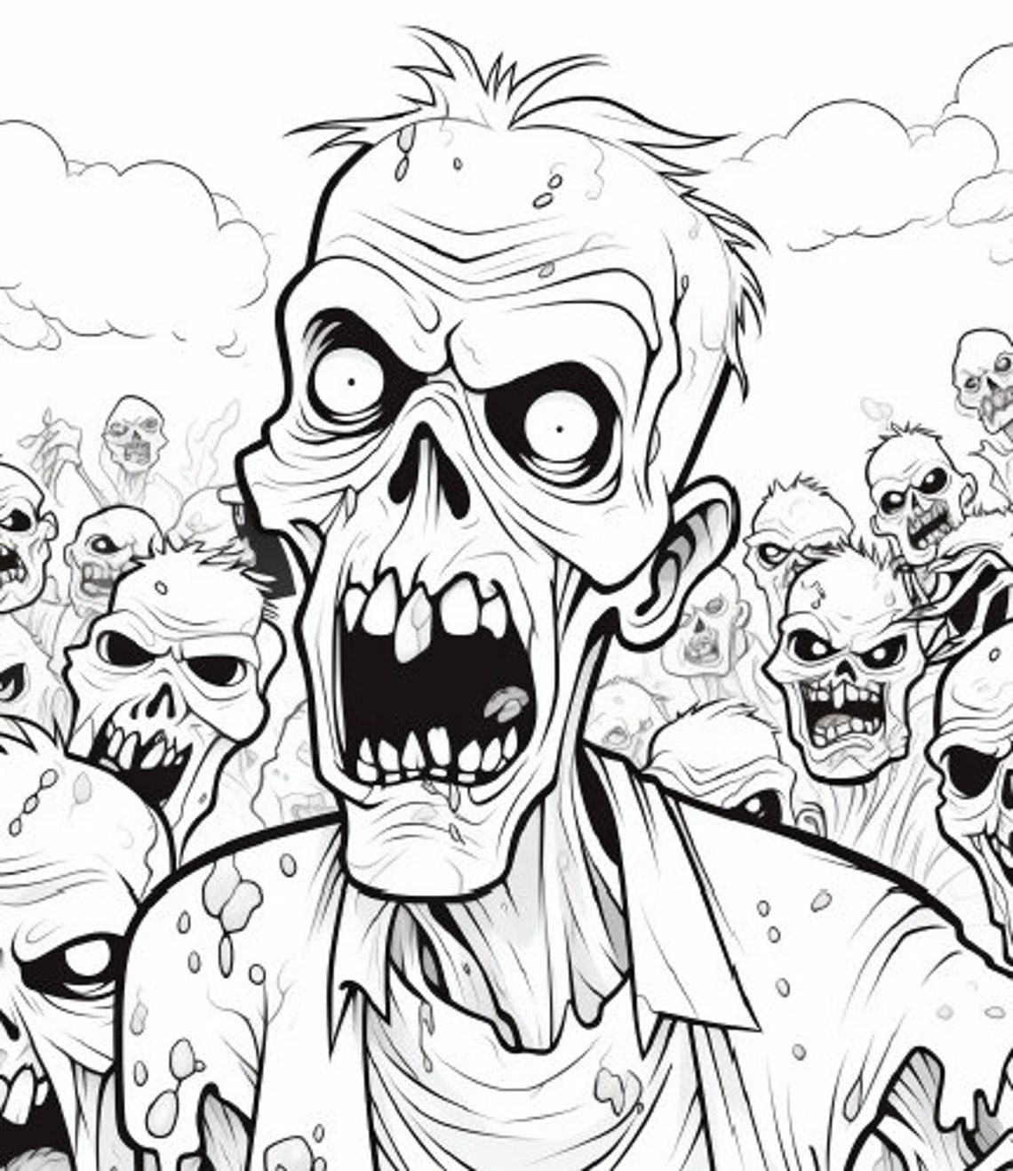 40 Zombies Coloring / Colouring Book Pages Teens and Adults Canva and ...