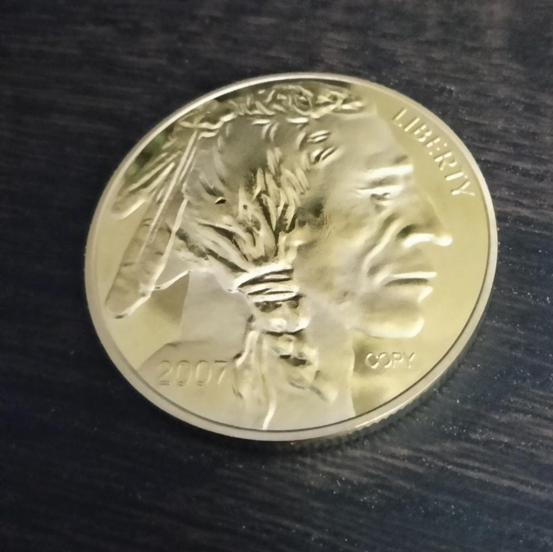 2007 Fifty Dollar One OZ .999 Fine Gold Indian/buffalo Coin Copy / 22 ...