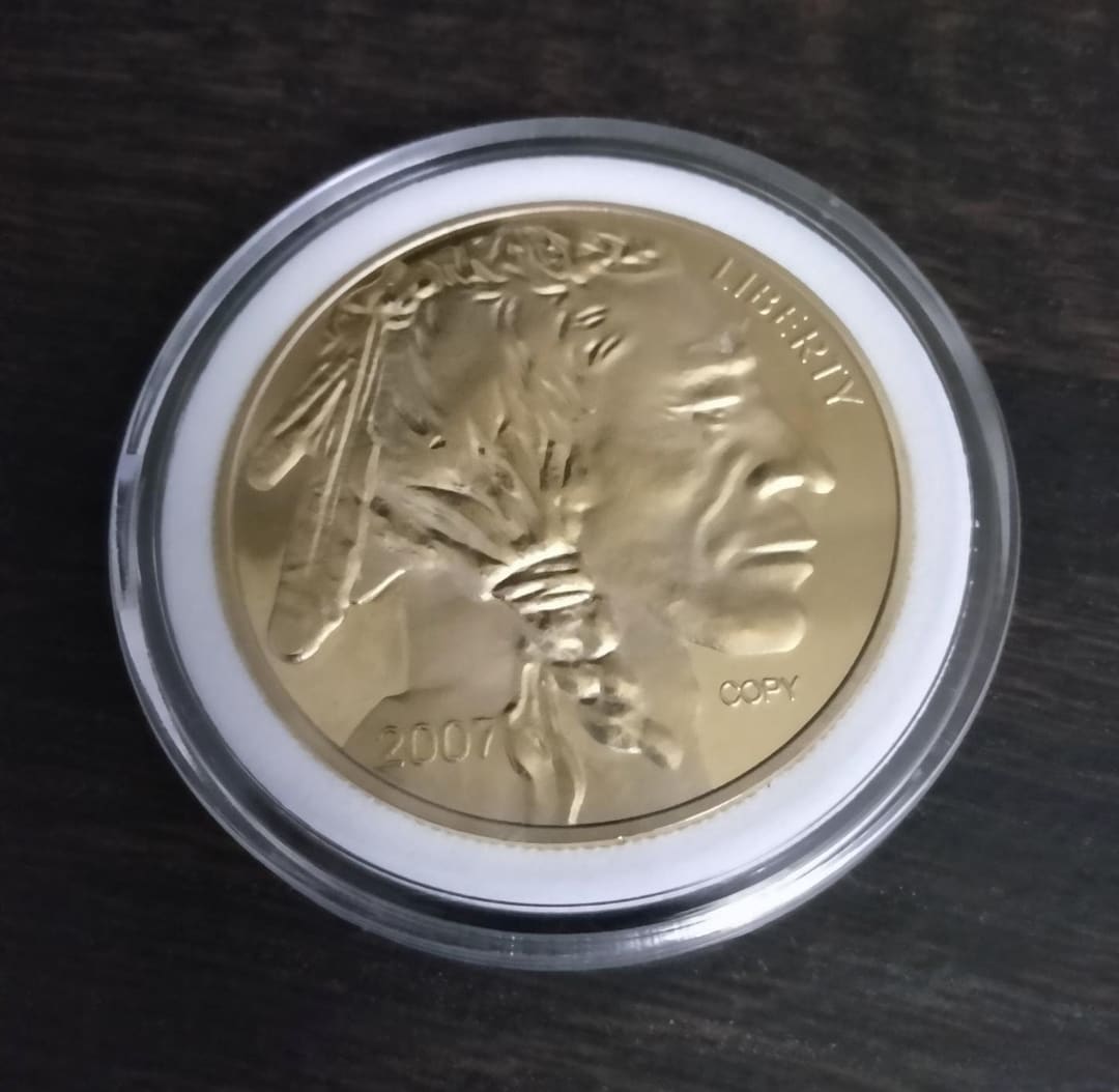 2007 Fifty Dollar One OZ .999 Fine Gold Indian/buffalo Coin Copy / 22 ...