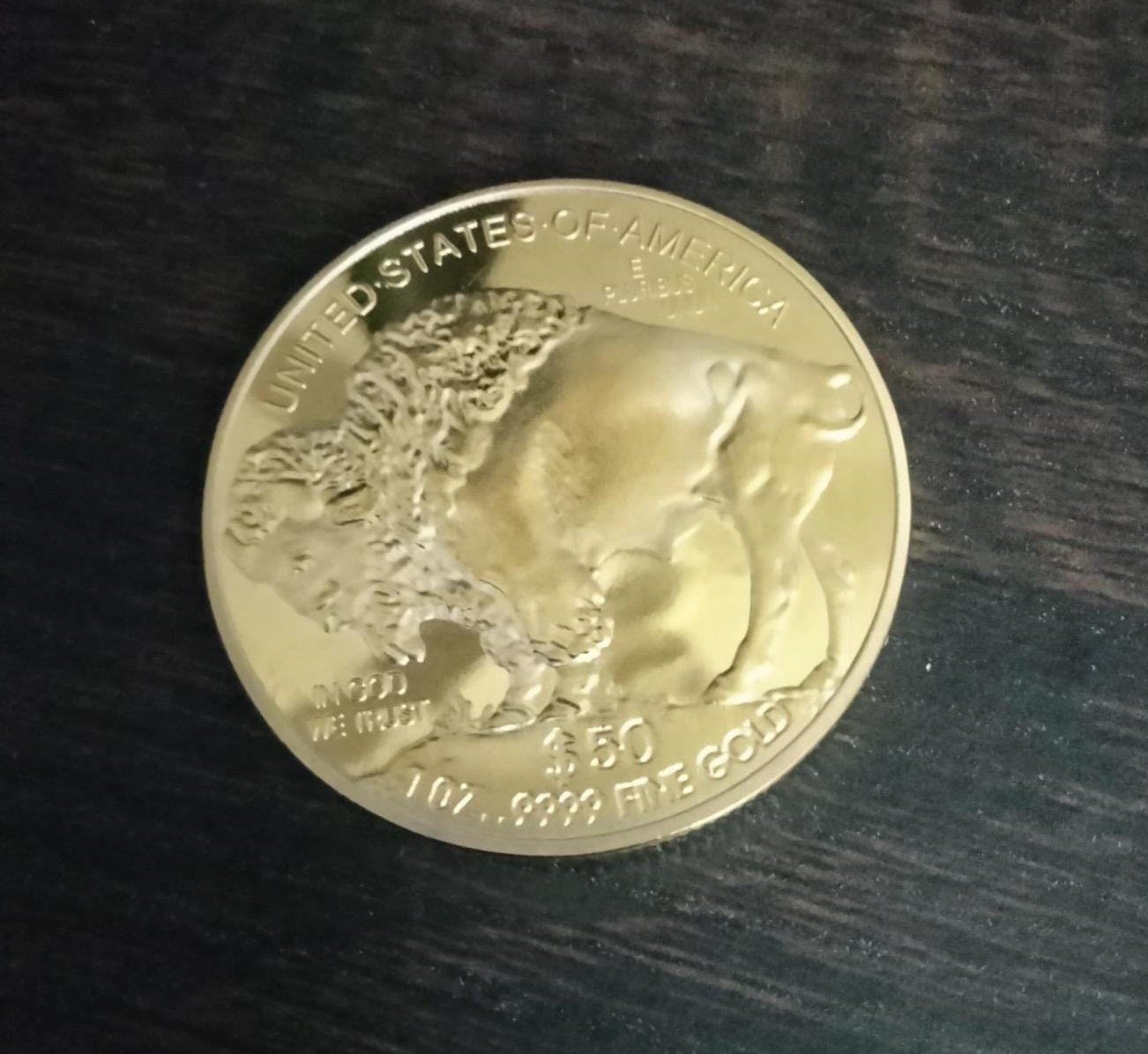 2007 Fifty Dollar One OZ .999 Fine Gold Indian/buffalo Coin Copy / 22 ...