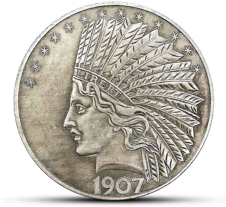 USA Indian Head 1907 Silver 10 Dollars Eagle Collectible Commemorative ...