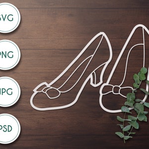 Ruby Red Slippers Heels Shoes Line Art - the Wizard of Oz Inspired SVG ...