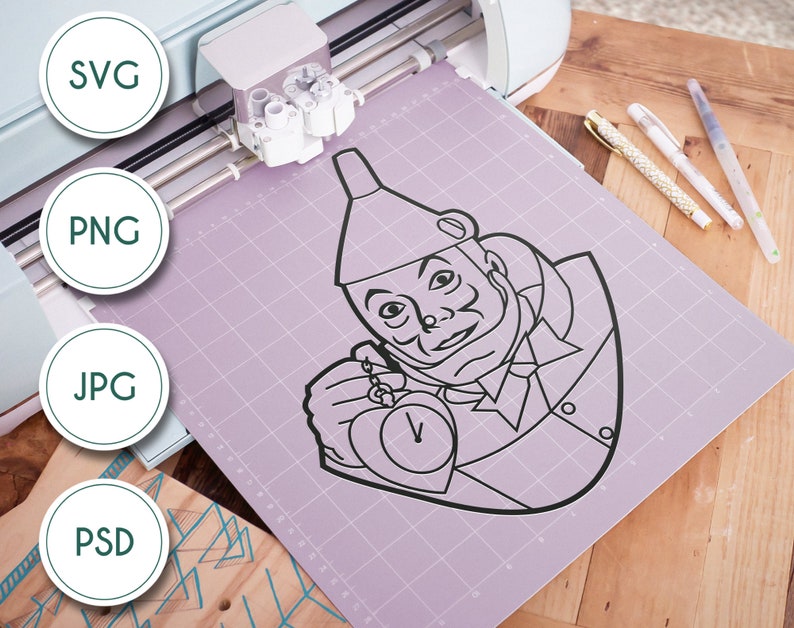 Tin Man Closeup Face Line Art - the Wizard of Oz Inspired SVG Digital ...