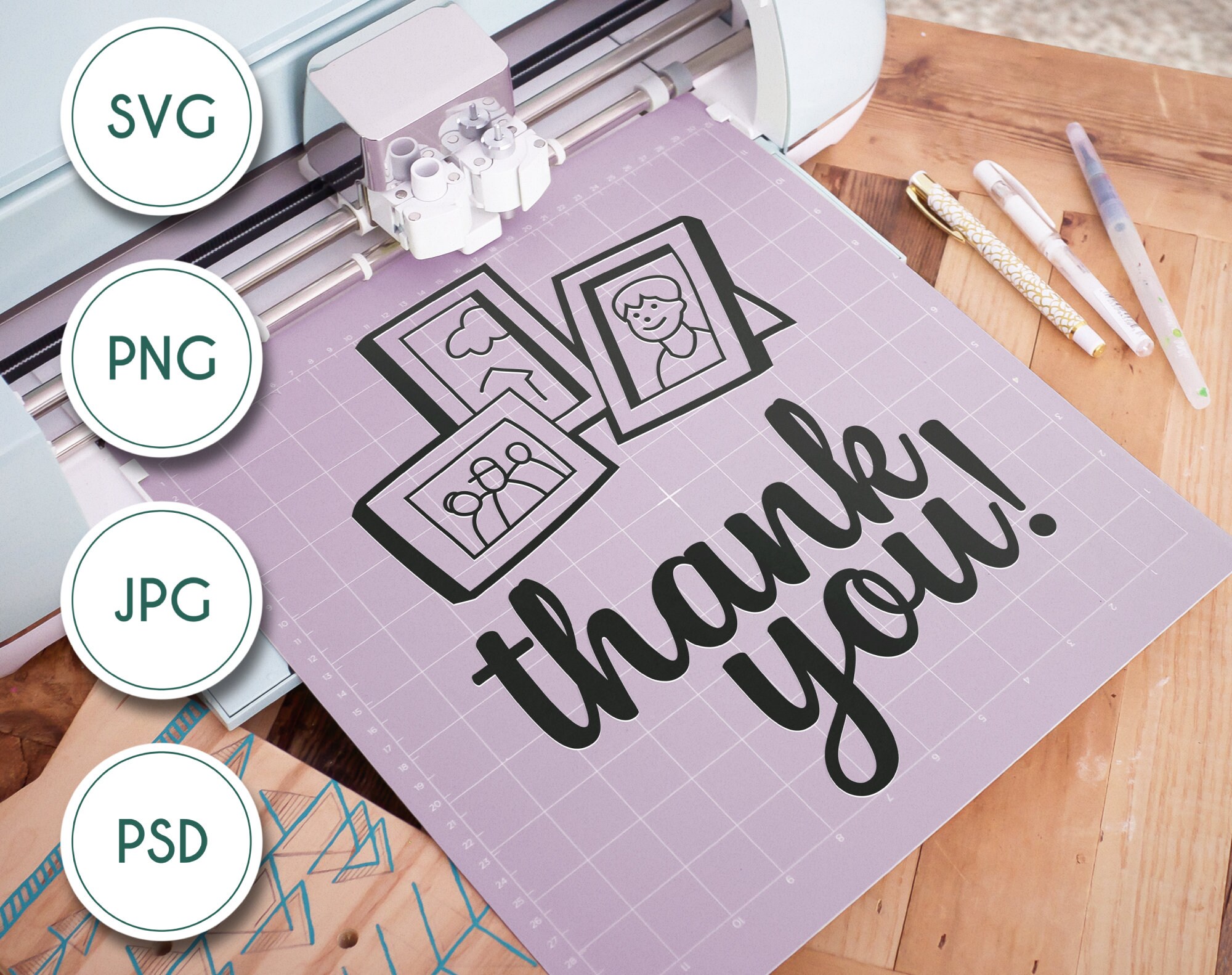 Cute Line Art Thank You With Family Pictures - Fall Thanksgiving ...