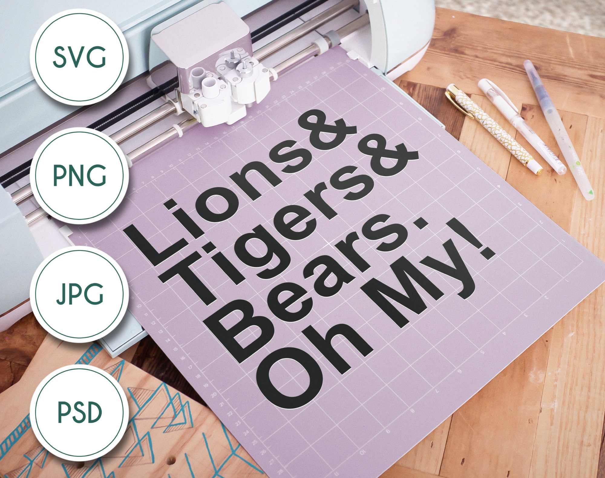 Lions and Tigers and Bears Oh My Line Art Quote the Wizard - Etsy