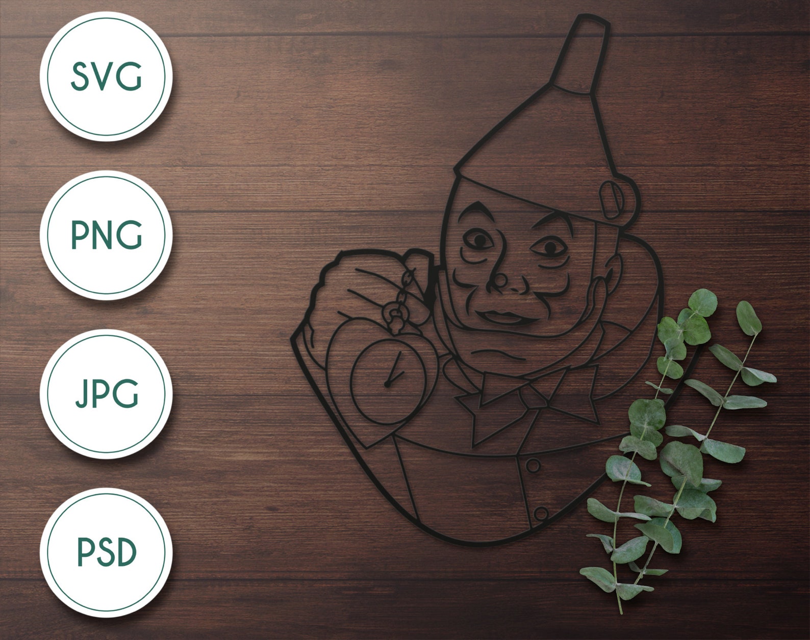 Tin Man Closeup Face Line Art - the Wizard of Oz Inspired SVG Digital ...