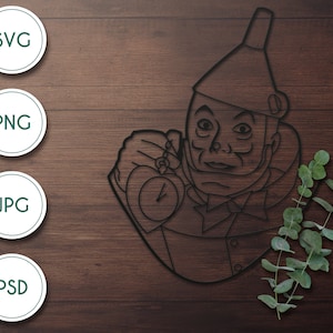 Tin Man Closeup Face Line Art - the Wizard of Oz Inspired SVG Digital ...