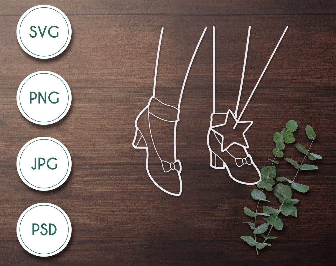 Ruby Slippers Shoes - Red Heels - Touched by Wand Line Art - the Wizard ...