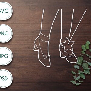 Ruby Slippers Shoes - Red Heels - Touched by Wand Line Art - the Wizard ...