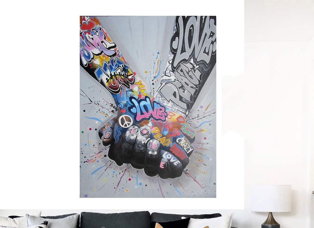Hands Graffiti Peace Love Street Art Graffiti Unframed Canvas Print - Etsy