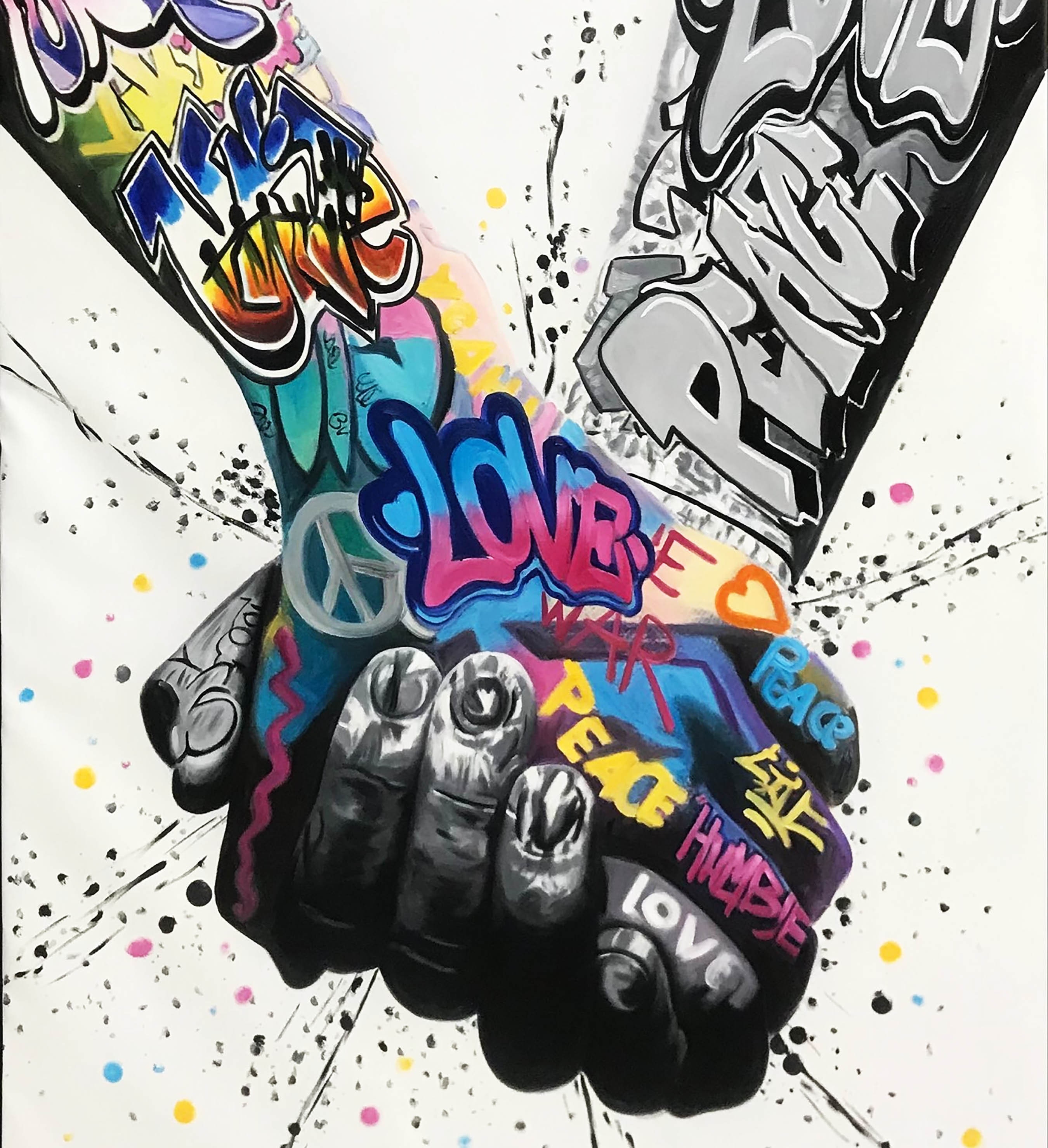 Original Graffiti Hands Handshake Peace Love Print Street Art Unframed ...