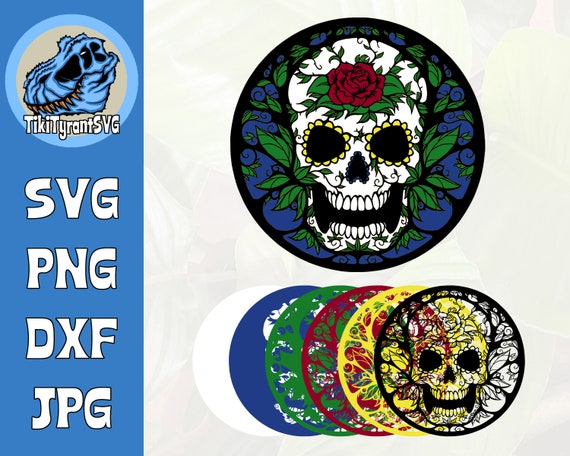 Rose Sugar Skull SVG Skull & Rose SVG File Flower Skull - Etsy