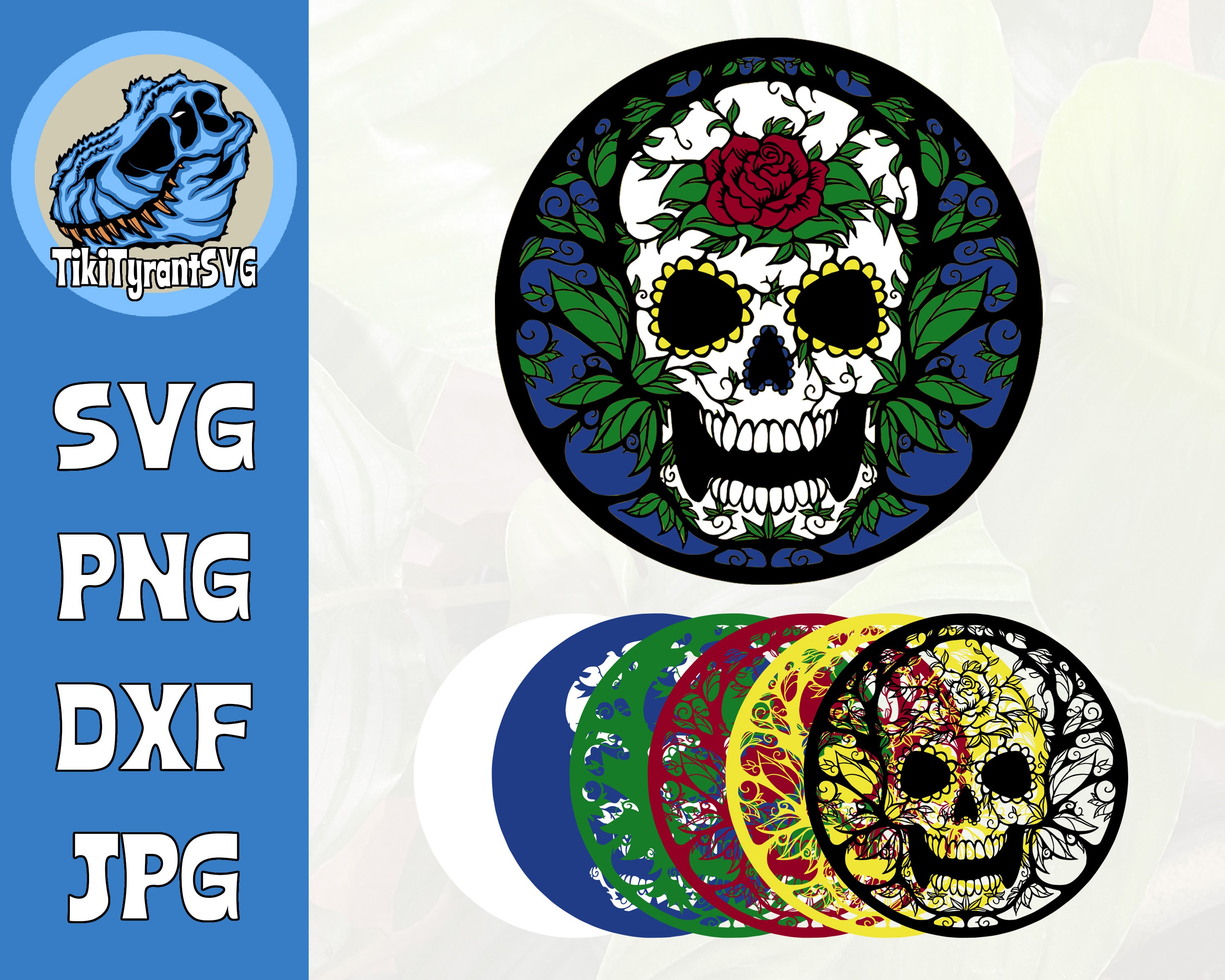 Rose Sugar Skull SVG Skull & Rose SVG File Flower Skull - Etsy