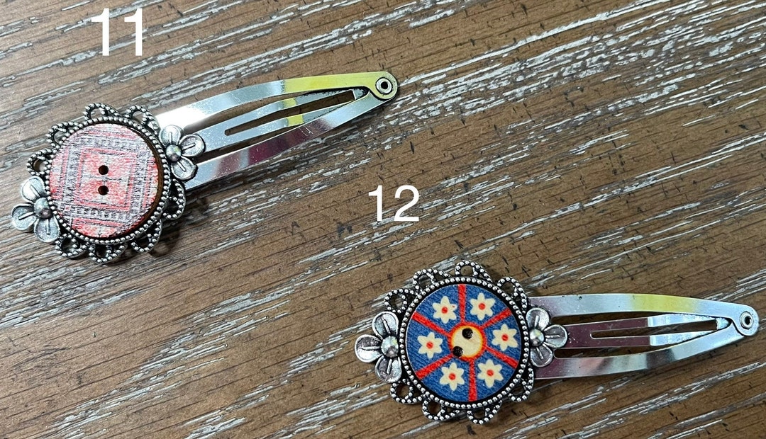 Vintage Silver Button Hair Clip: Cabochon Barrette - Etsy