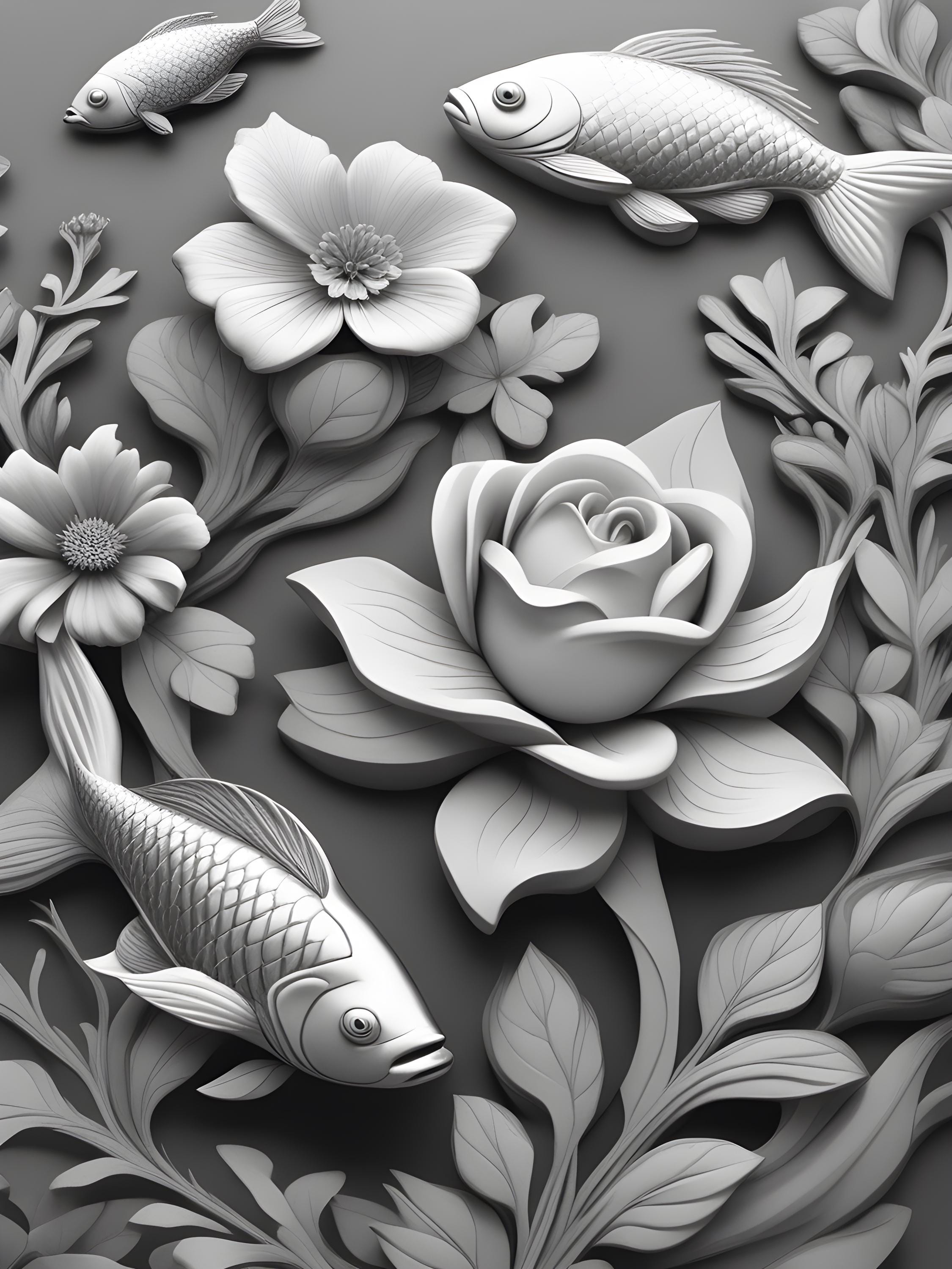 Printable 3D Greyscale Sculptures Coloring Pages in Digital PDF Format ...