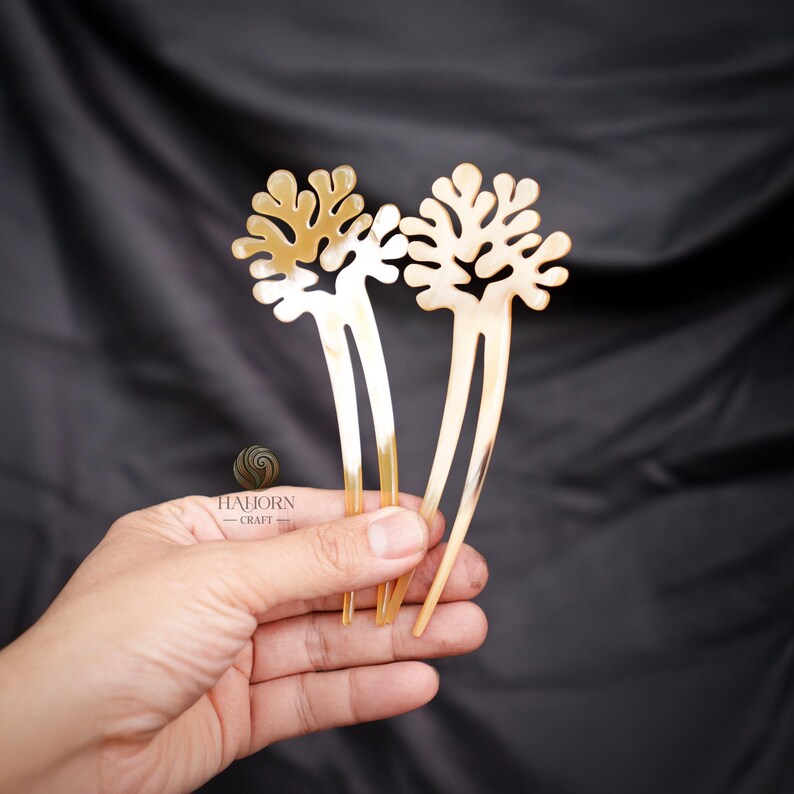 Hahorn - Buffalo Horn Coral Hair Fork - Unique Ocean Inspired - Color ...