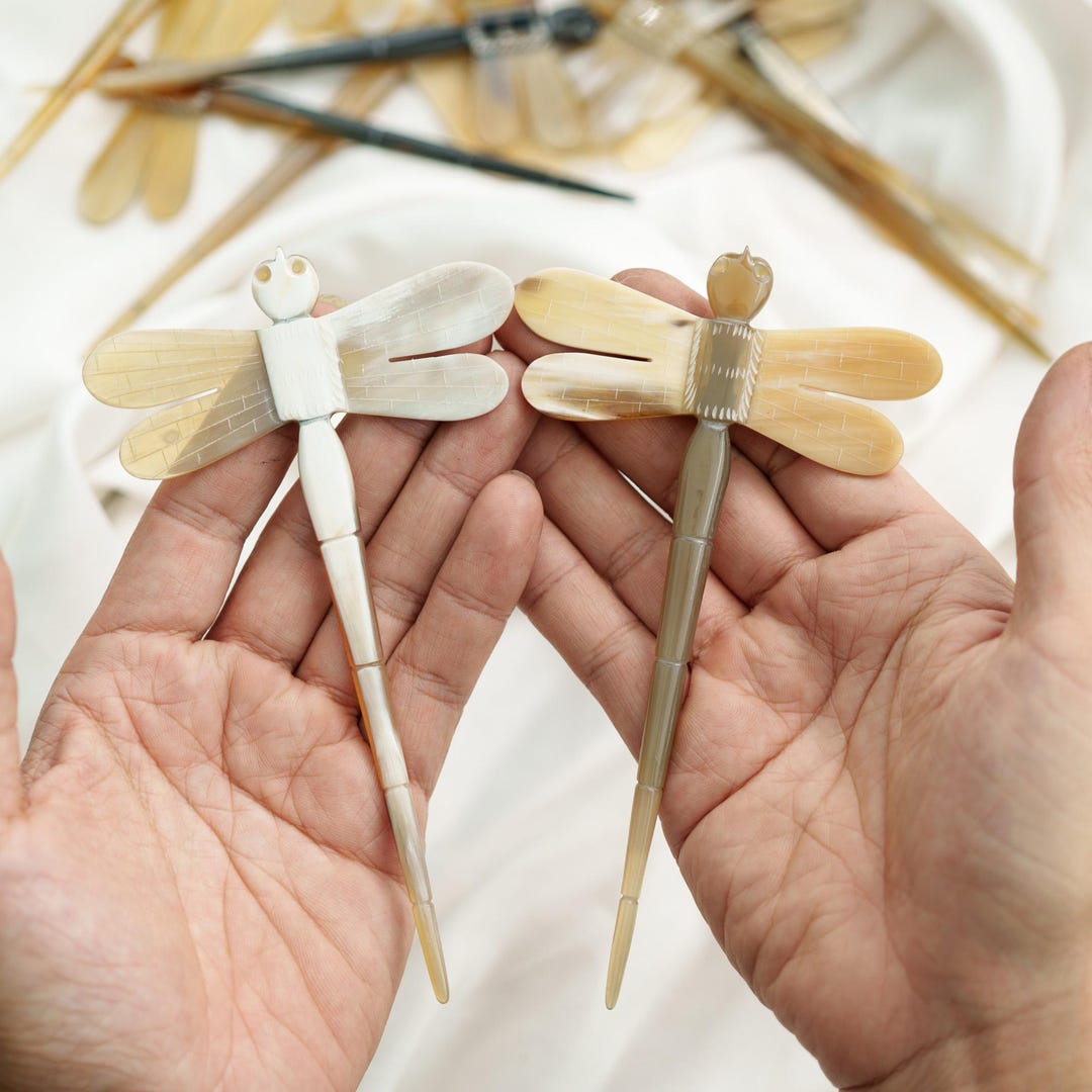 Set 2 Horn Hair Sticks for Women Dragonfly Hair Stick for Buns Hair ...